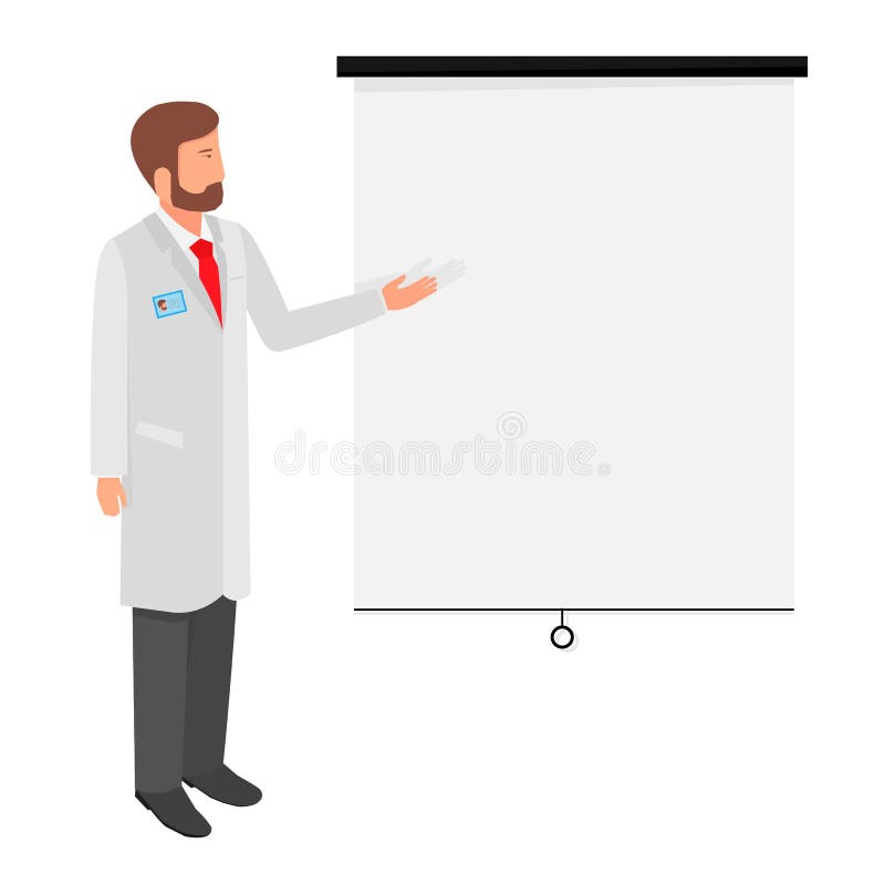 Vector Illustration Medical Worker. Man Shows on the Board. Stock ...