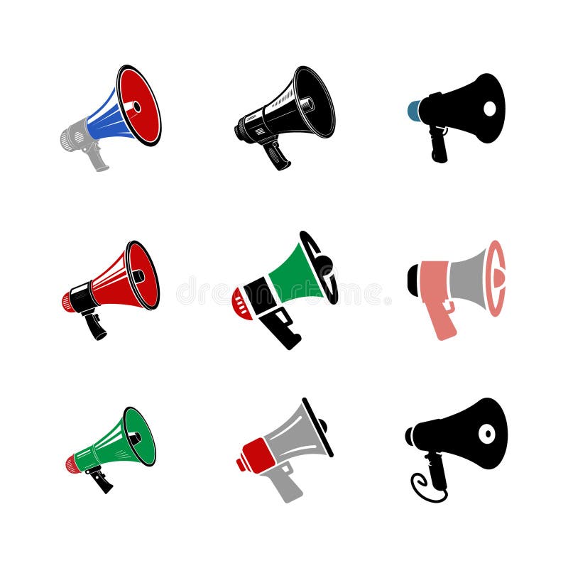 Vector Illustration of Megaphones in Different Color Variations Stock ...