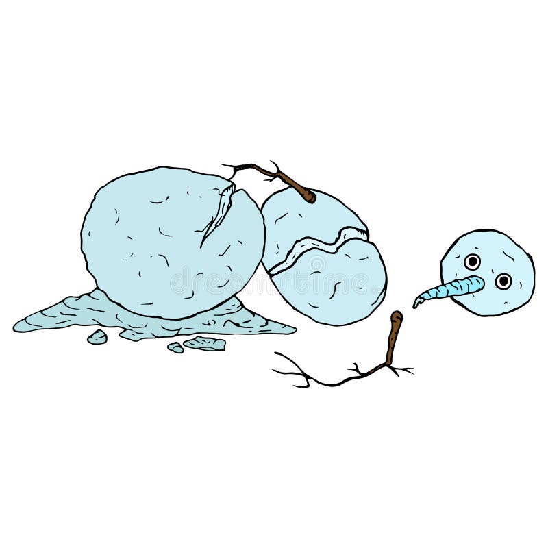 Vector Illustration of a Melted Snowman. Hand Drawn Snowman Melted ...