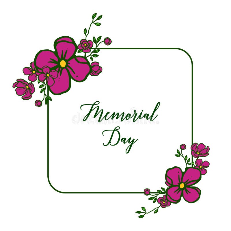 Vector Illustration Memorial Day with Floral Frames Isolated on White ...