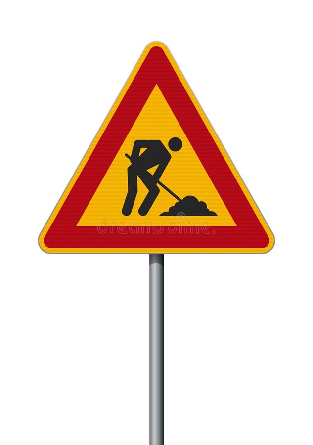 Men at Work Triangular Road Sign Stock Vector - Illustration of sign ...