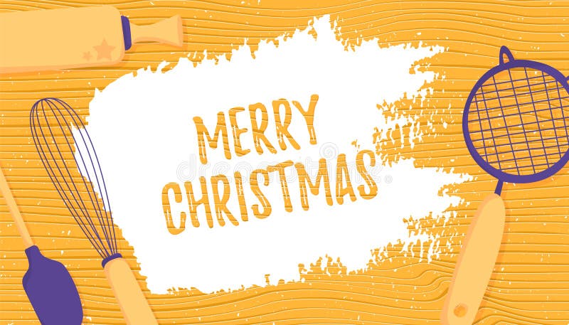 Vector Illustration. Merry Christmas Template Card for Bakery Stock ...