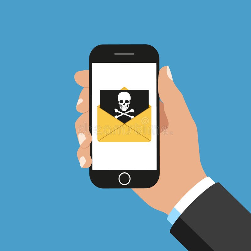 Vector Illustration of Message in Smartphone with Skull. Isolated ...