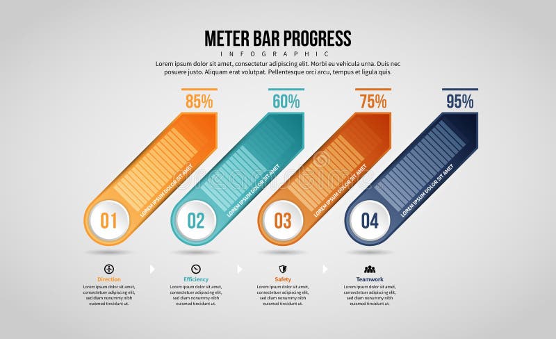 Progress Meter Infographic stock vector. Illustration of graphic - 43655284