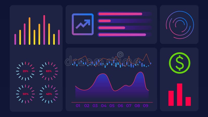 Vector Illustration. Meters, Sliders, and Charts Visualize How Business ...