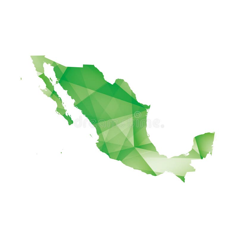Vector Illustration of Mexico Map with Green Colored Geometric Shapes ...