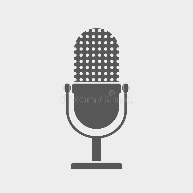 Vector Illustration of Microphone Icon Flat Design. Isolated. Stock ...