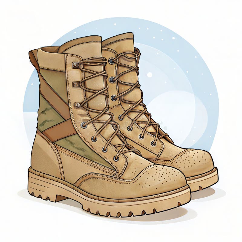 Vector Illustration of Military Combat Boots with American Flag Design ...