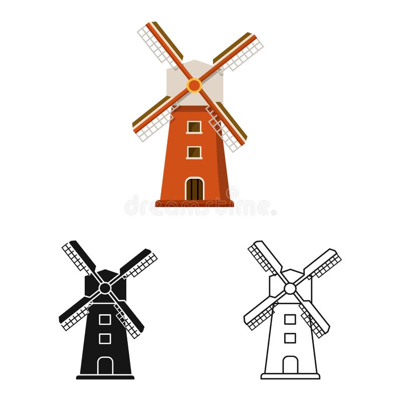 Vector Design of Mill and Wind Icon. Set of Mill and Building Stock ...