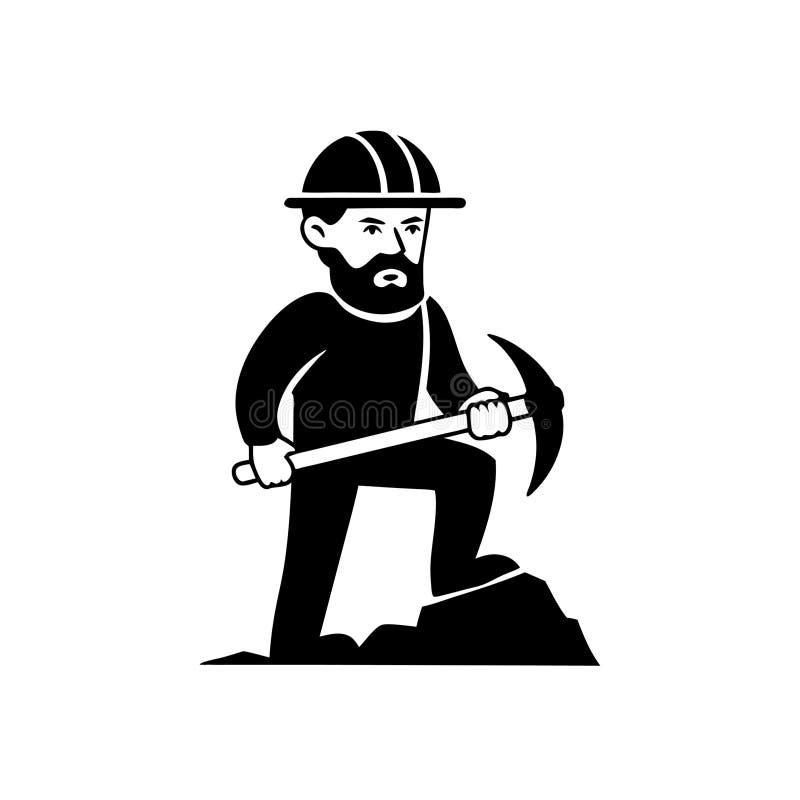 Miner Illustration in Vector Format with Pickaxe for Industrial and ...