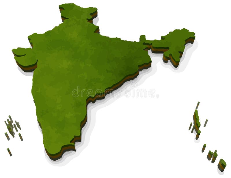Mini Map of India in Vector Illustration with Realistic Land. Stock ...