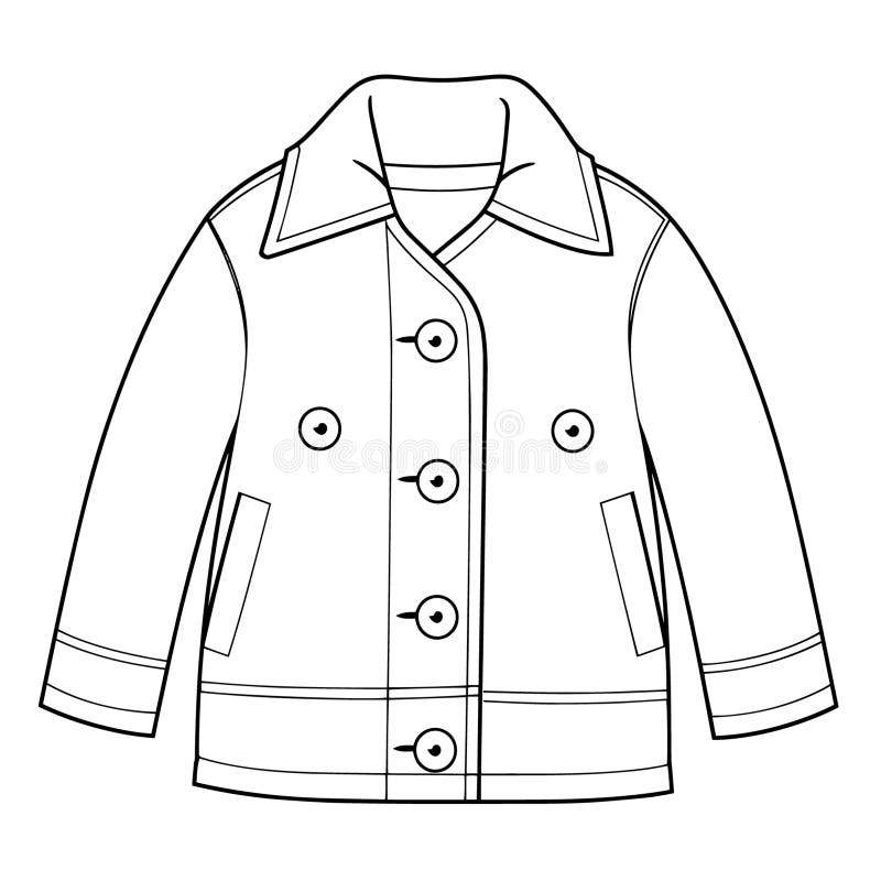 Stylish Jacket Outline Icon in Vector Format for Fashion Designs Stock ...