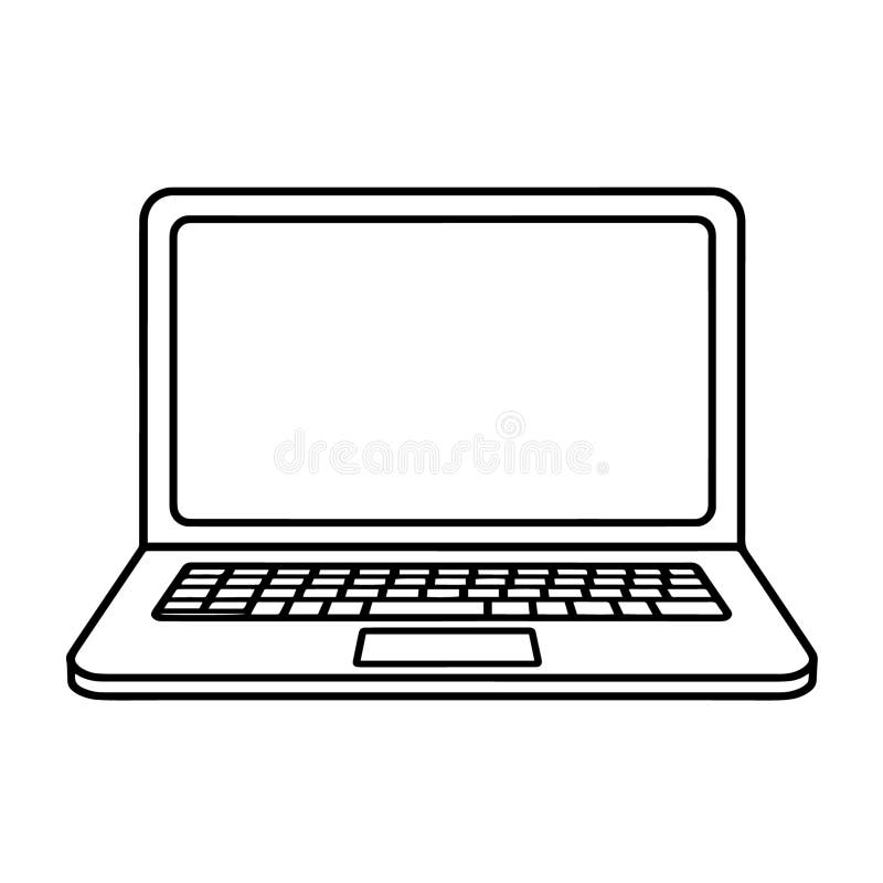 Sleek Laptop Outline Icon in Vector Format for Technology Designs Stock ...