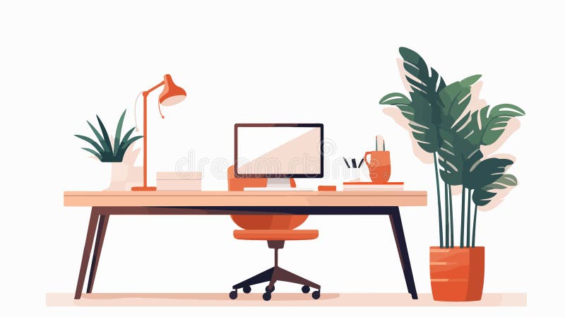 Minimalist Workspace Desk Setup Clean Lines Vector Stock Vector ...