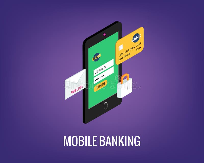 Vector Illustration of Mobile Banking with User Interface. Stock ...