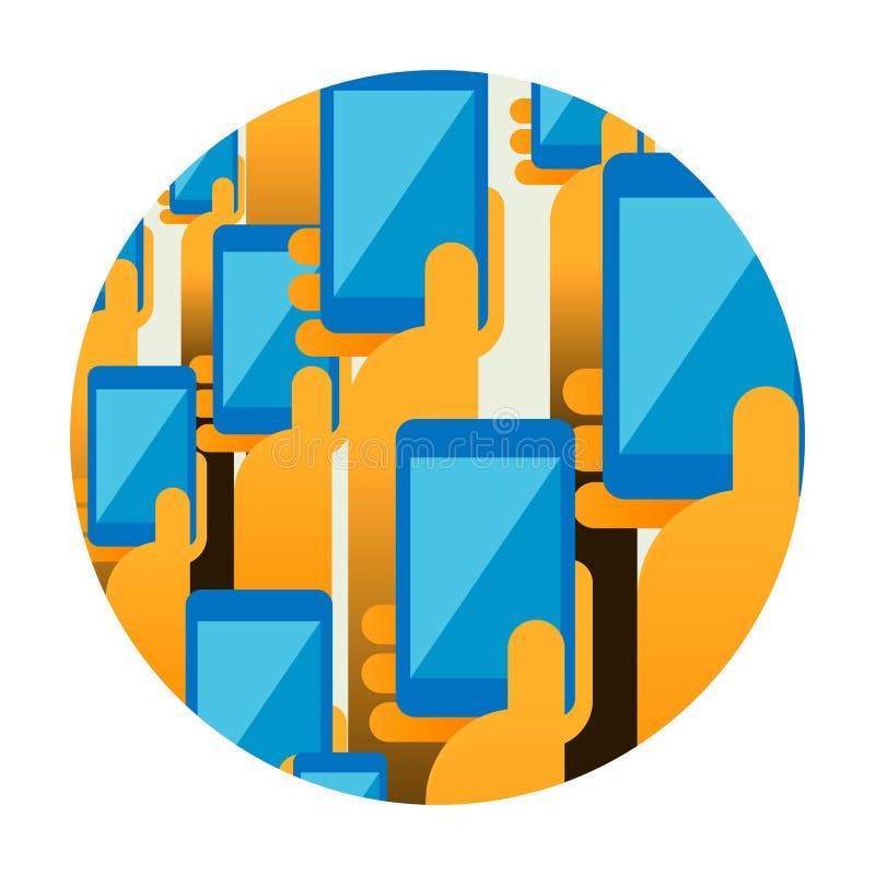 Vector Illustration of Mobile Phone in Hand Stock Vector - Illustration ...