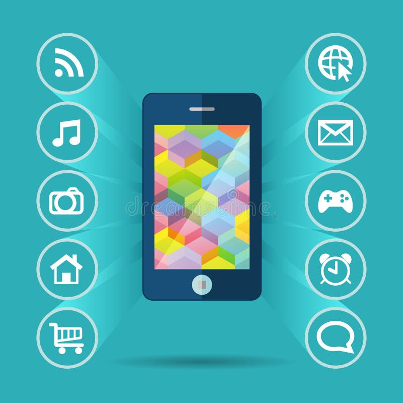 Vector Illustration of a Mobile Phone. Stock Vector - Illustration of ...