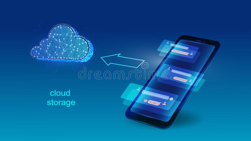 Vector Illustration of a Mobile Phone with an Image of a Virtual Cloud ...