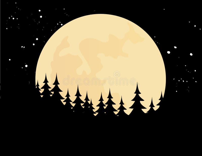 Illustration of a Modern Nature with the Moon Stock Vector ...