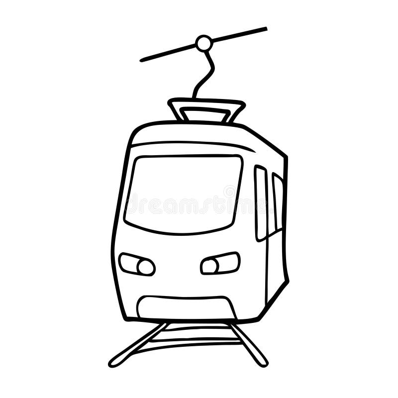 Vector Illustration Modern Tram Front View Urban Transportation Design ...