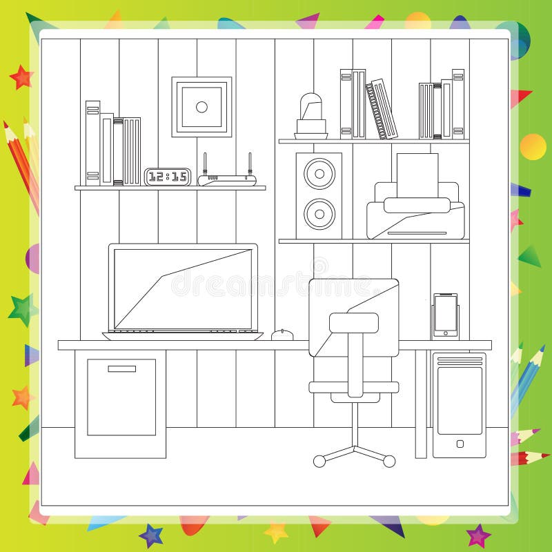 Workplace Coloring Stock Illustrations – 714 Workplace Coloring Stock ...