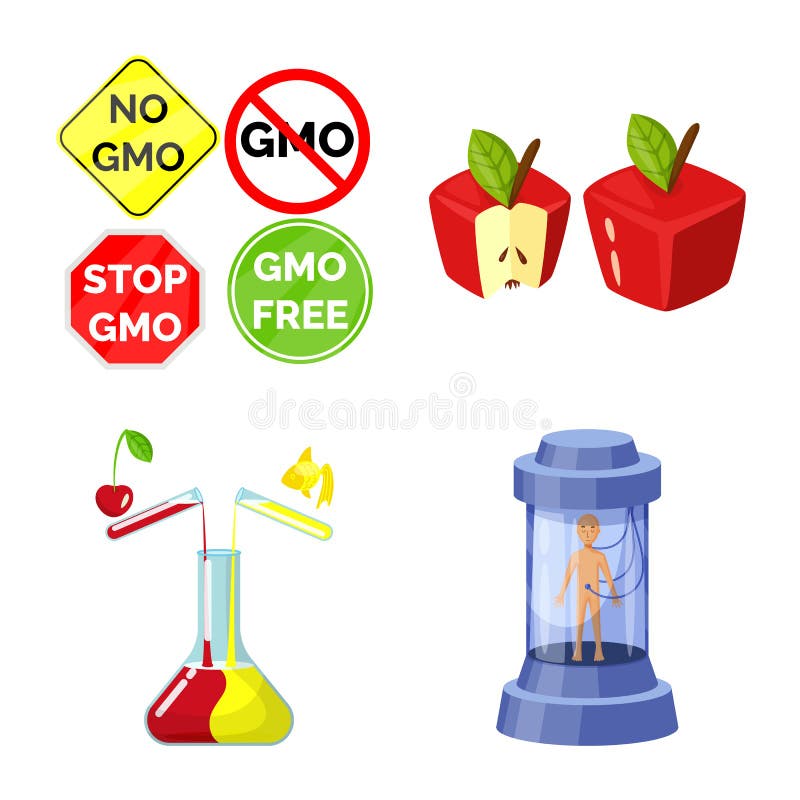 Vector Illustration of Modified and Genetically Logo. Collection of ...