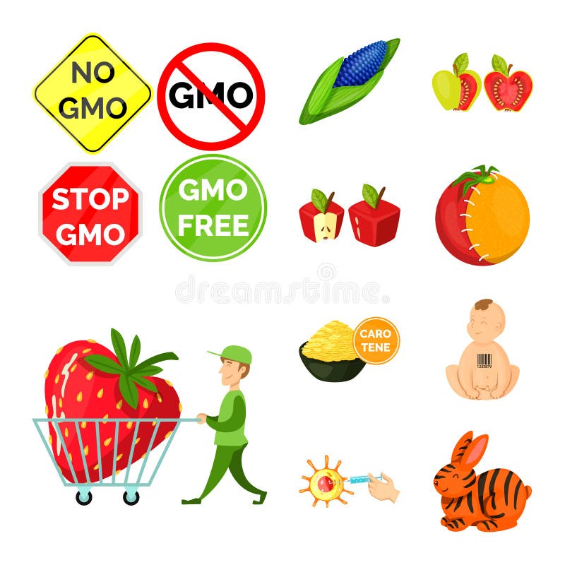 Vector Illustration of Modified and Genetically Sign. Collection of ...