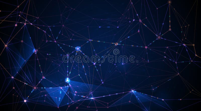Vector Design Network Communication Technology on Dark Blue Background ...