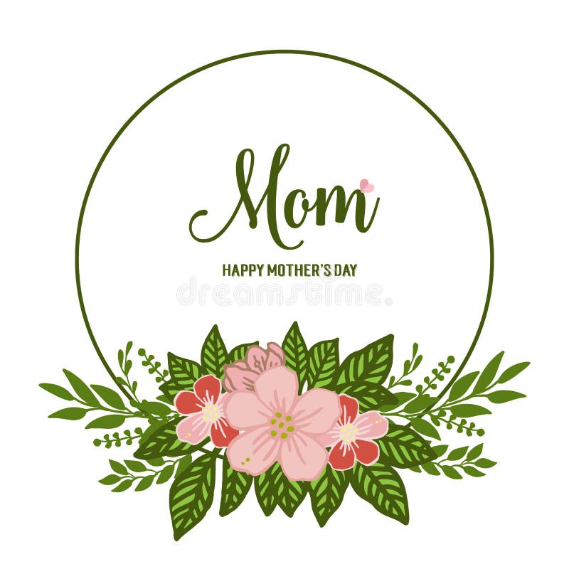 Vector Illustration Mom Template with Design Pink Flower Frame Stock ...