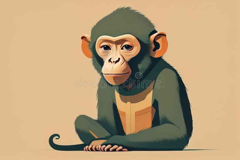 Vector Illustration of a Monkey. Cartoon Style Stock Illustration - Illustration of playful ...