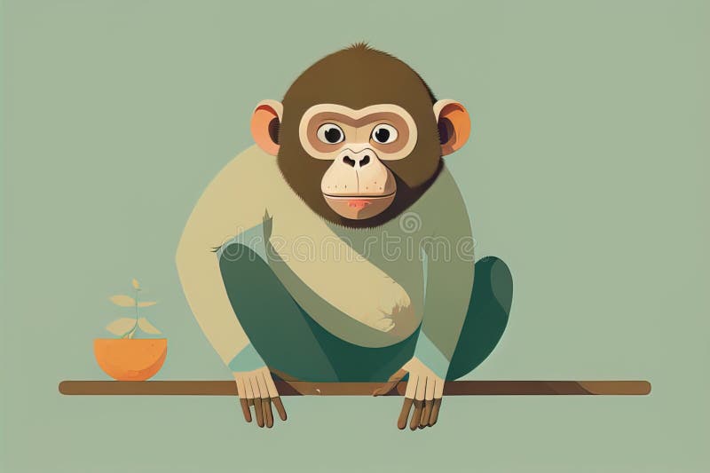Vector Illustration of a Monkey. Cartoon Style Stock Image - Image of intelligent, cartoon ...