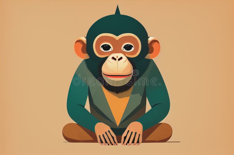 Vector Illustration of a Monkey. Cartoon Style Stock Image - Image of animal, chimpanzee: 389842453
