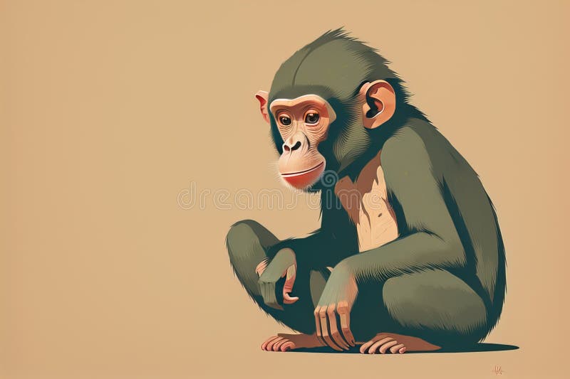 Vector Illustration of a Monkey. Cartoon Style Stock Illustration - Illustration of monkey, cute ...
