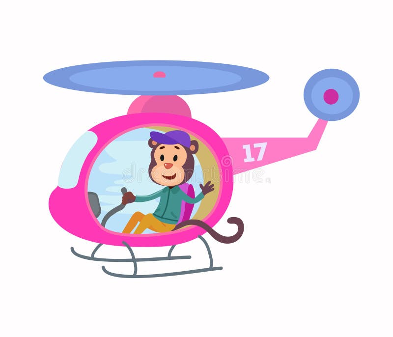 Vector Illustration with Monkey on Helicopter Stock Vector ...