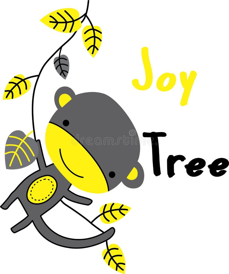 Vector Illustration of Monkey Joy Tree Stock Vector - Illustration of ...