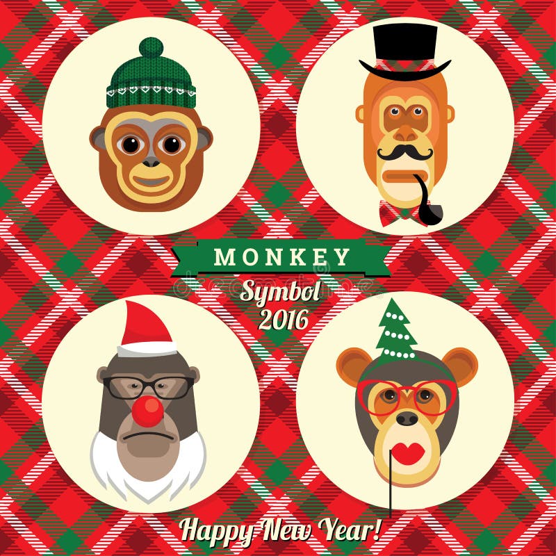 Vector Illustration of Monkeys, Symbol of 2016. Stock Vector ...