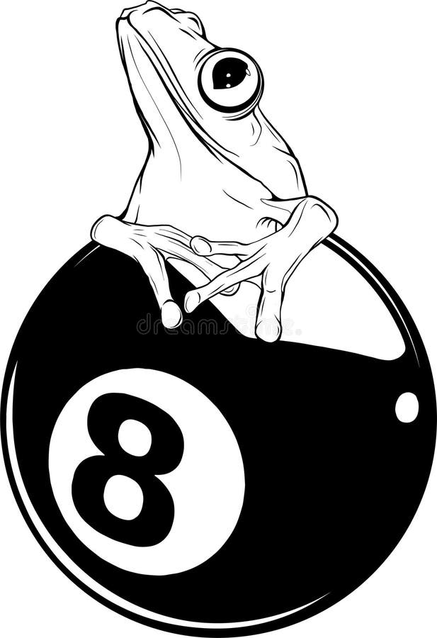 Frog with Cue Stick stock vector. Illustration of comic - 5230951