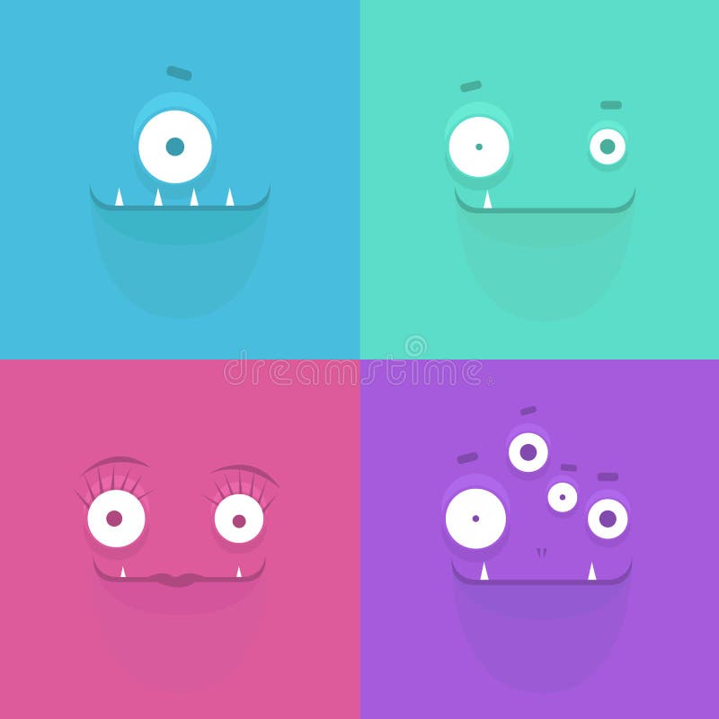 Vector Illustration of Monster Faces Stock Vector - Illustration of ...
