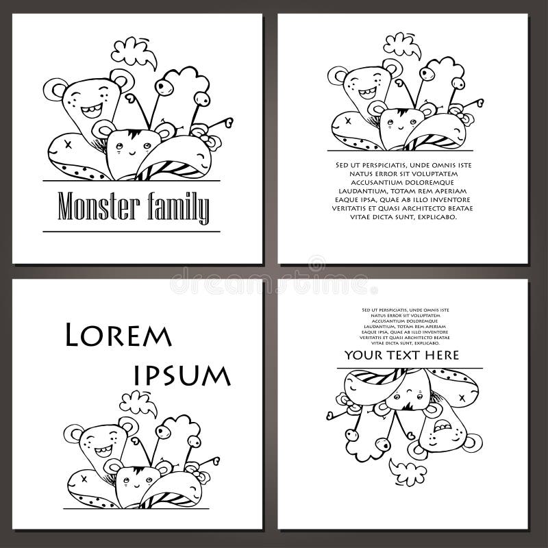 Vector Illustration of Monsters and Cute Alien Stock Vector ...