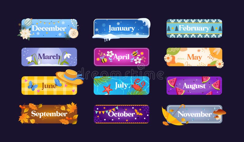 Months of the Year Template Design Stock Vector - Illustration of ...