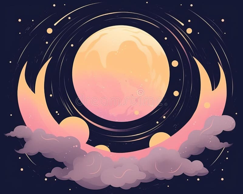 Night Sky with Clouds and Moon Vector Illustration Stock Illustration - Illustration of design ...
