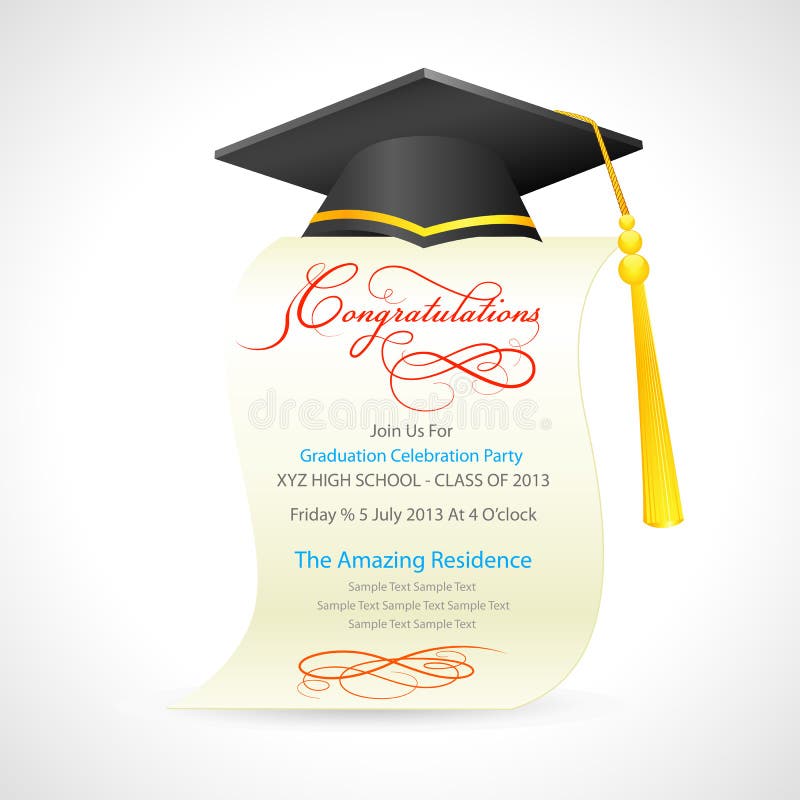Mortar Board on Graduation Certificate Stock Vector - Illustration of ...