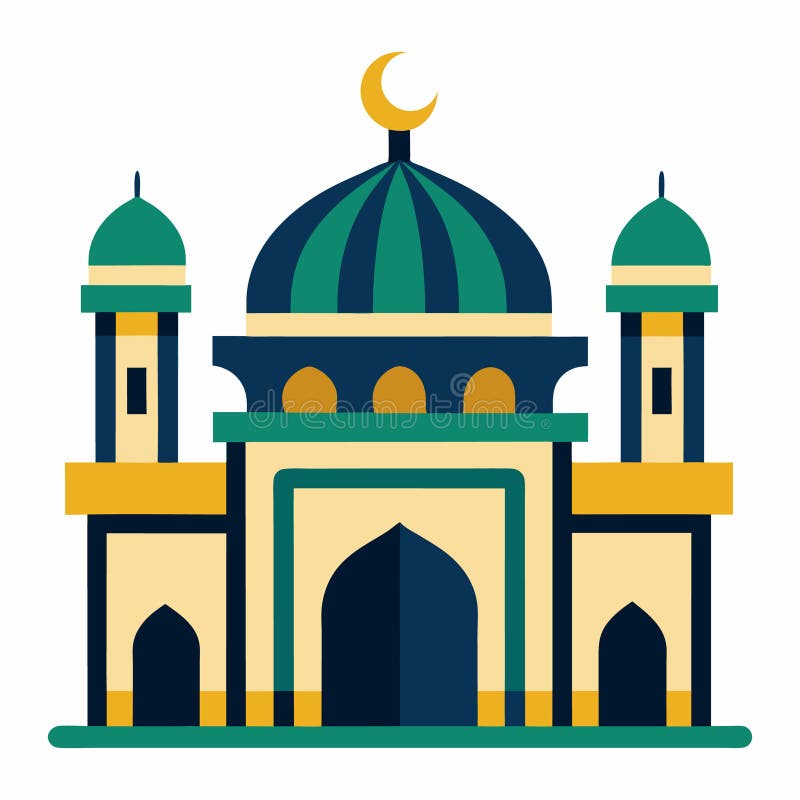 Vector Illustration Mosque Flat,minimalist,with Blue Background Stock ...
