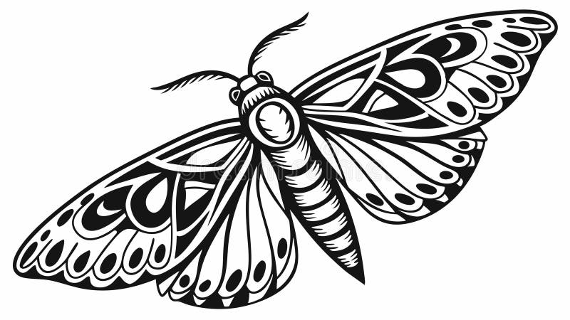 Decorative Moth Insect Side View Nature Illustration Vector Design ...
