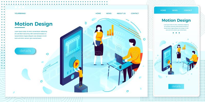 Vector Illustration Motion Design Studio Work Set Stock Vector ...