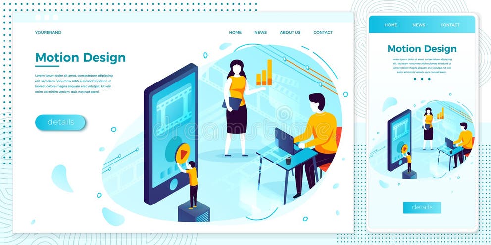 Vector Illustration Motion Design Studio Work Set Stock Vector ...