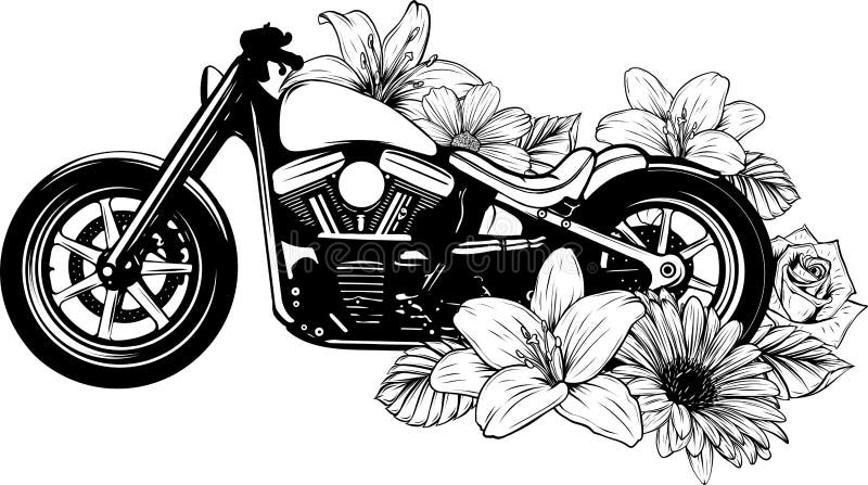 Vector Illustration of Motorcycle Bike with Flower Stock Vector ...