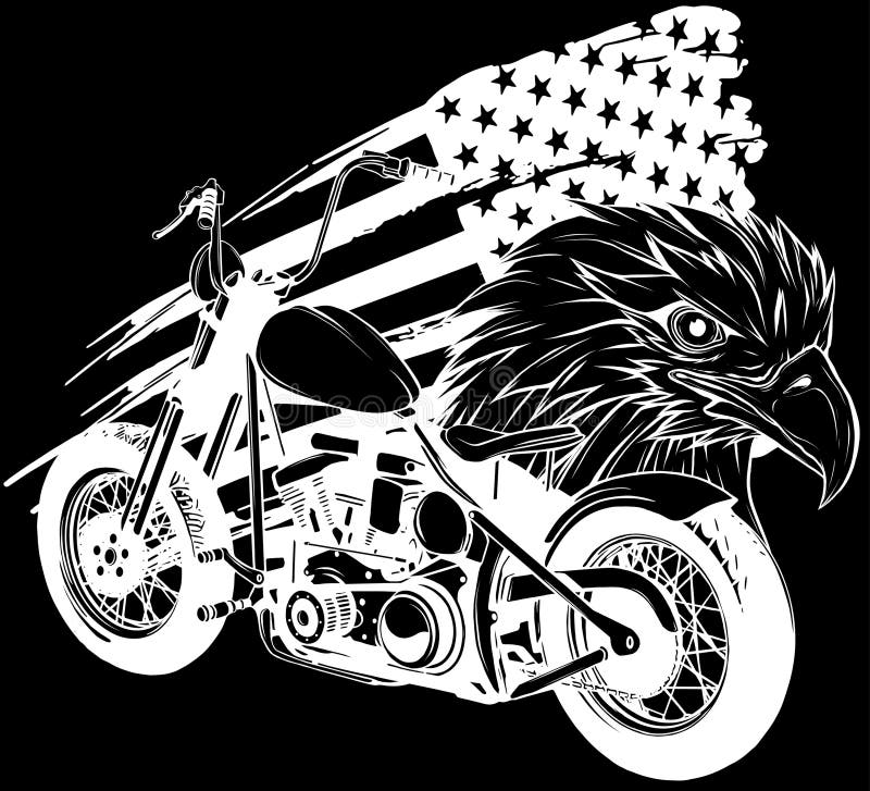 Motorcycle in White Line on Black Background Stock Vector ...