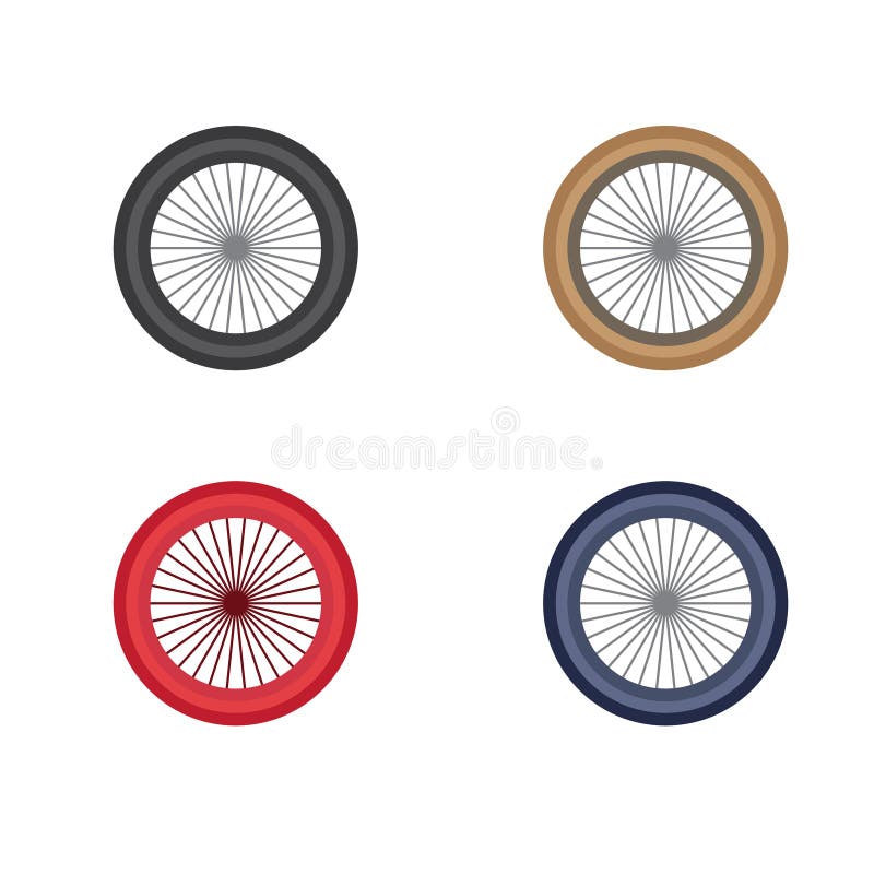 Vector Illustration of a Motorcycle Wheel with Four Color Variations ...