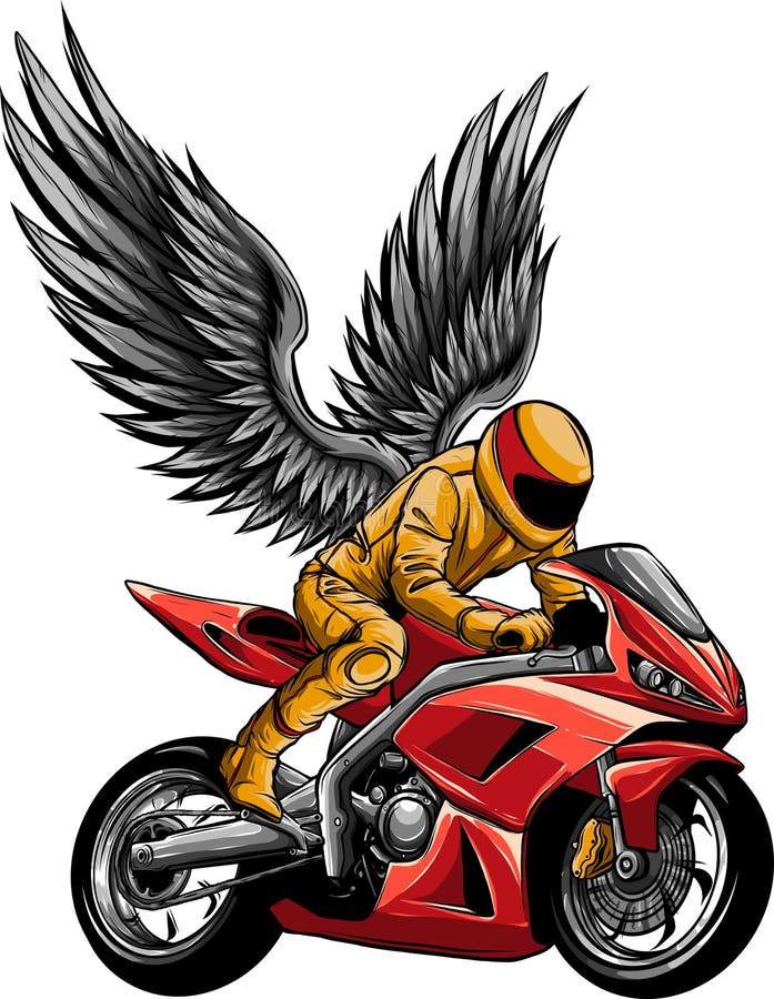 Vector Illustration of Motorcycle with Wings on White Background Stock ...